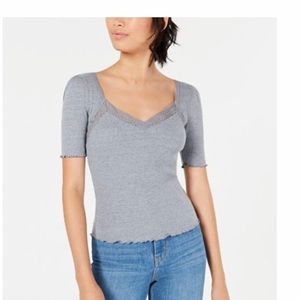 Free People | Tops | Nwt Free People Gray Ribbed Tee | Poshmark